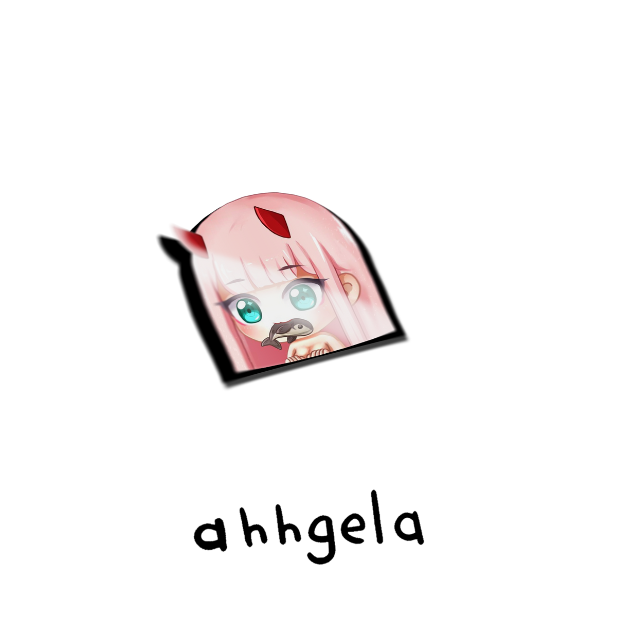 Zero Two Fish Peeking Anime Sticker – ahhgela