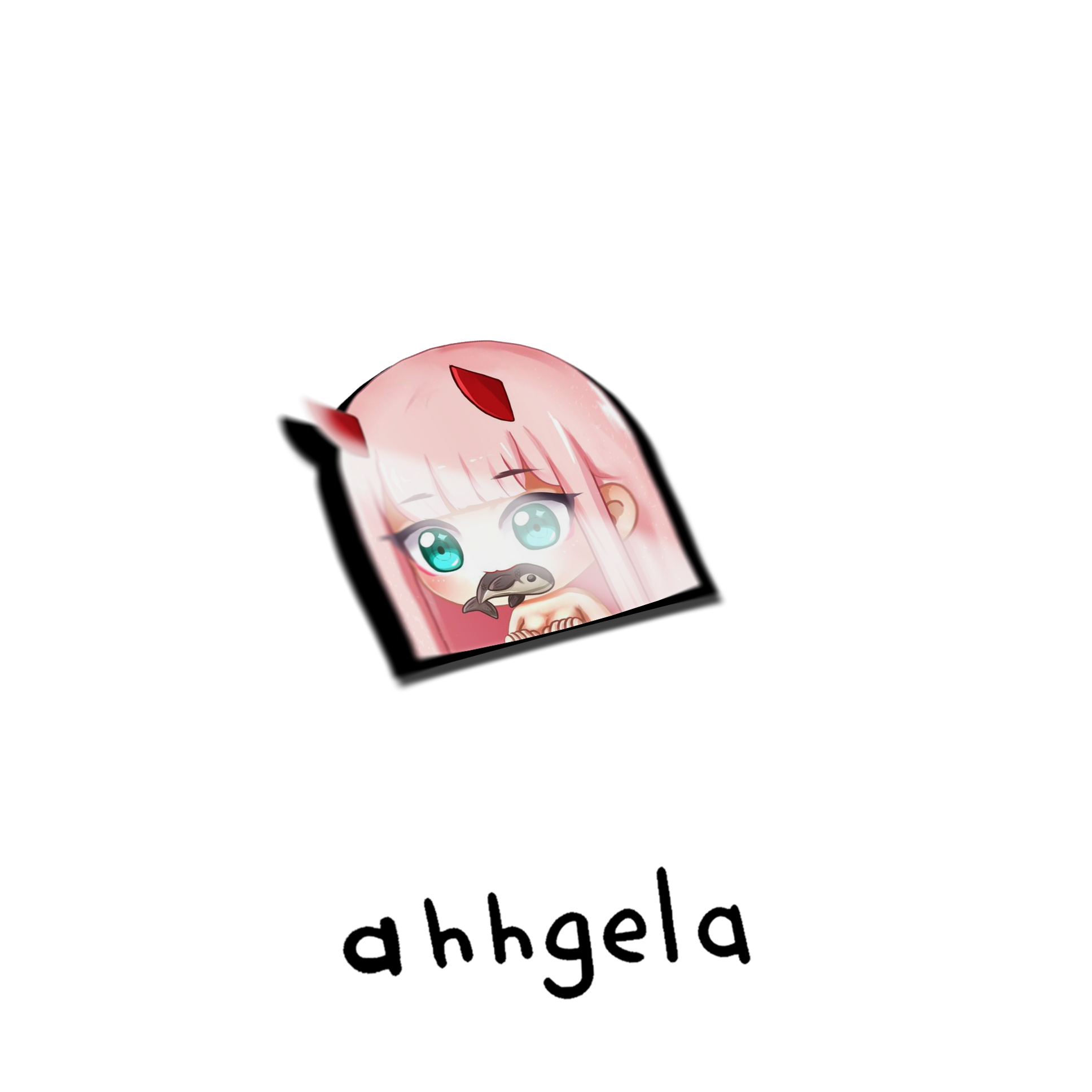 Zero Two Fish Peeking Anime Sticker – ahhgela
